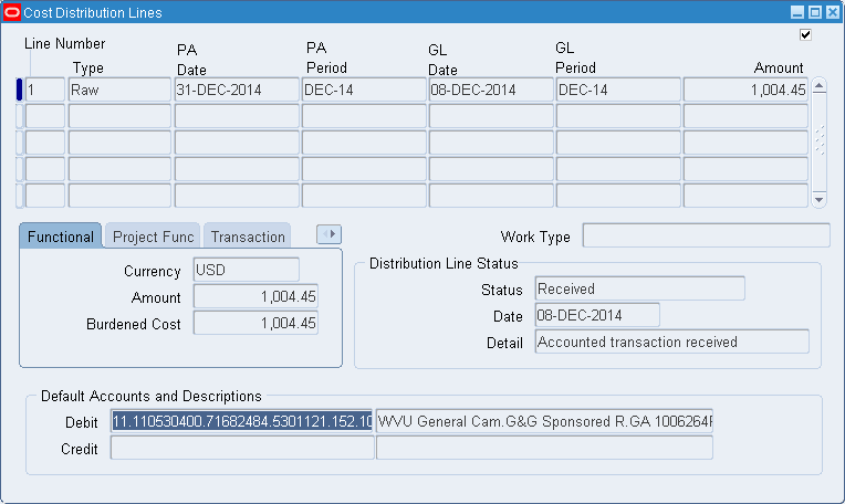 MAP GL Inquiry Screens